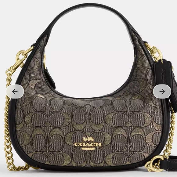 Coach | Bags | Coach Monogram Shoulder Bag Black And Gold | Poshmark